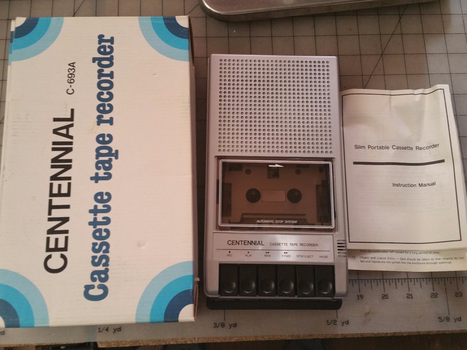 Centennial Super Slim Portable Cassette Tape Recorder C 693A w/ box ...
