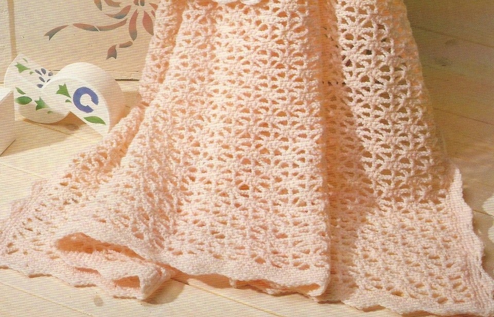 Crochet Shawl and Pram Cover Pattern in DK with flowers 828 | eBay