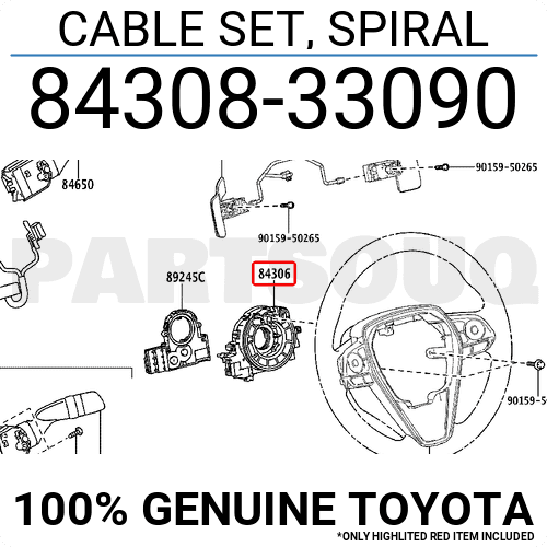8430833090 Genuine Toyota CABLE SET, SPIRAL 84308-33090 | eBay