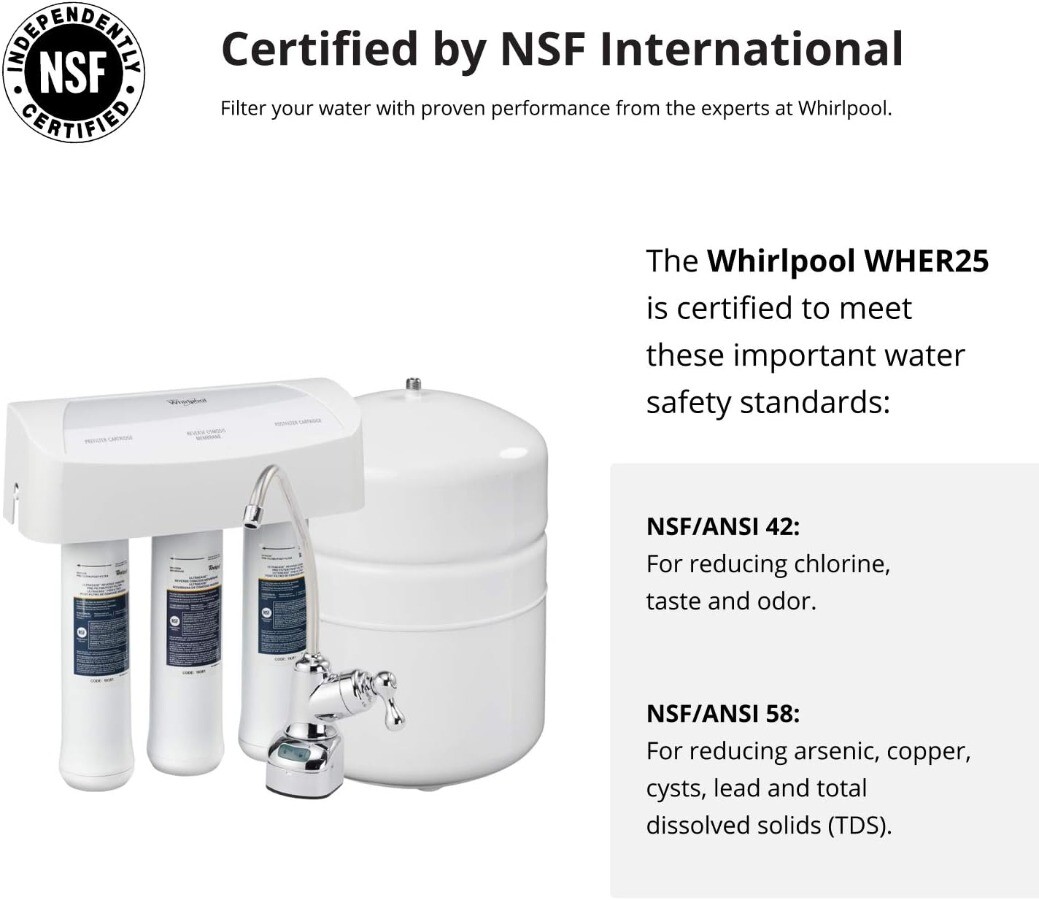 Whirlpool WHER25 Under Sink Reverse Osmosis Drinking Water Filter ...