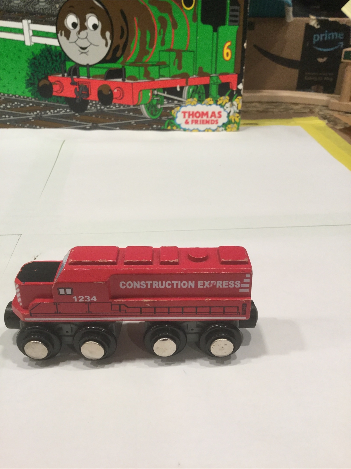 CONSTRUCTION EXPRESS 1234~Wooden Geoffrey Train ENGINE TOY 2003 magnet ...