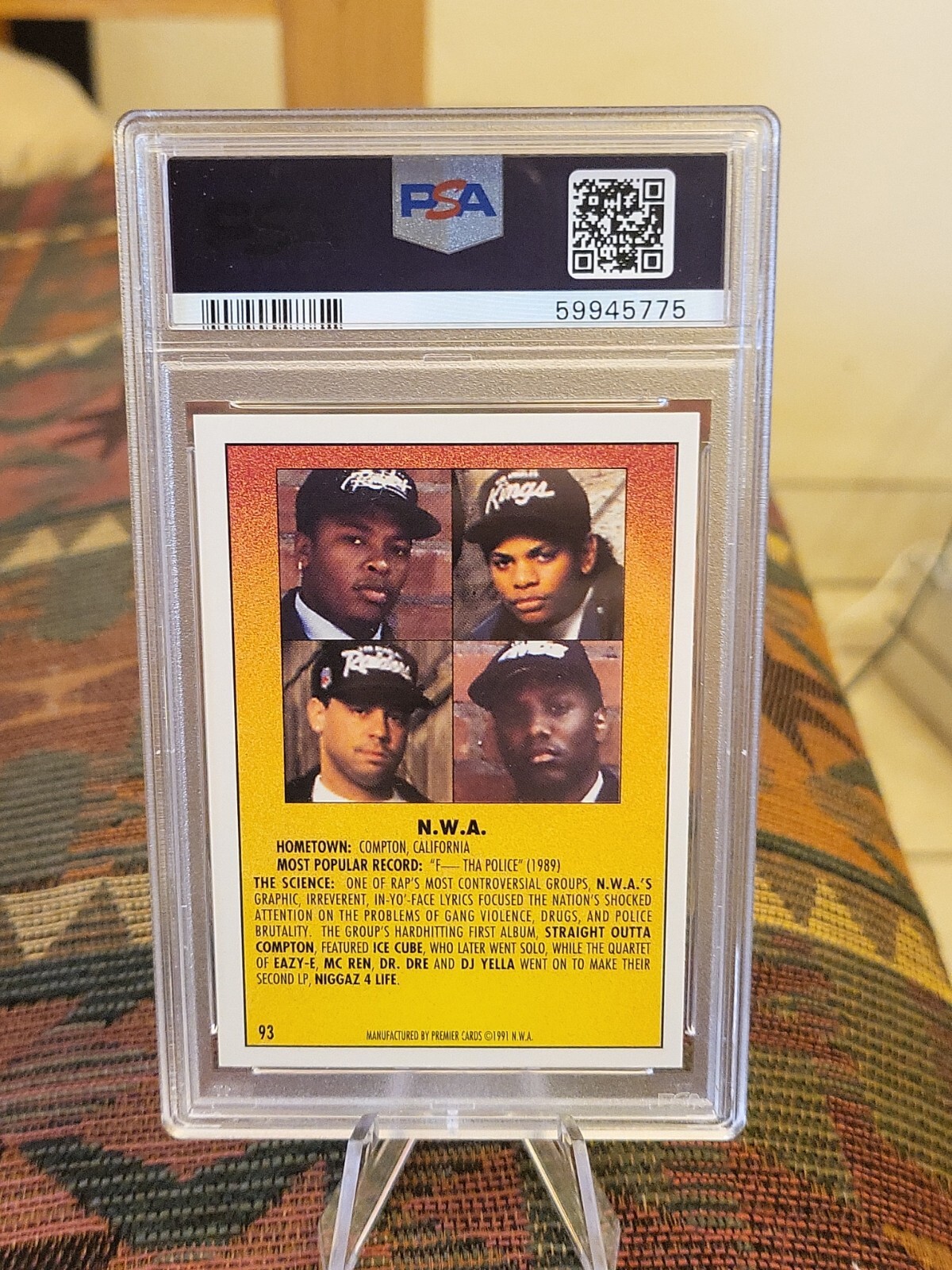 1991 Premier Rap Pack EAZY-E & DR. DRE NWA #93 PSA 10 GEM MT Rookie ...