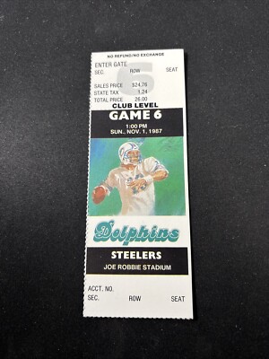 NFL - Miami Dolphins vs Pittsburgh Steelers - Ticket Stub - November 1 ...