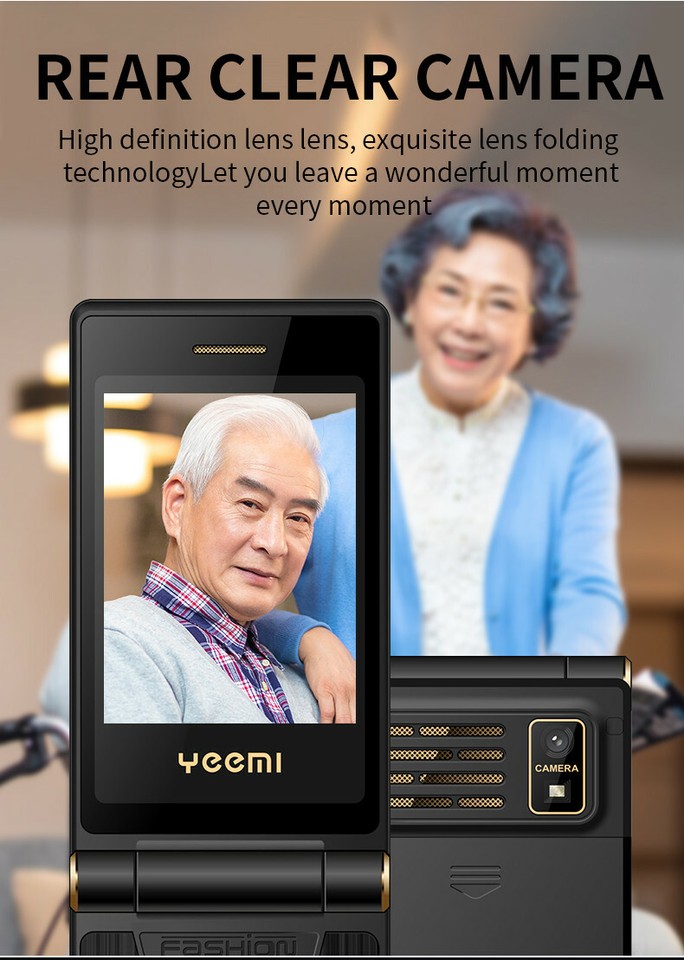 Unlocked 2 SIM Big Button LED Flashlight Dual Screen Flip Mobile Phone ...