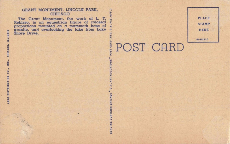 Postcard Grant Monument Lincoln Park Chicago Illinois | eBay
