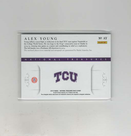 2015 Panini National Treasures College Jersey Auto /99 Alex Young #AY ...