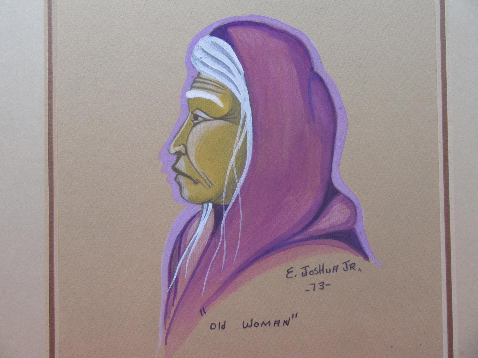 E-JOSHUA-JR-1973-ORIGINAL-NATIVE-AMERICAN-Pencil Art "old Woman" | eBay