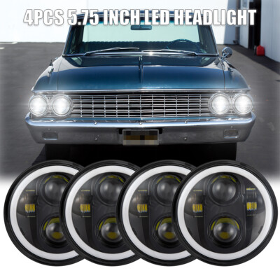 4pcs 5.75" 5-3/4inch Round led Headlights Upgrade for Ford Galaxie 500 ...