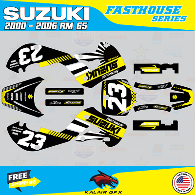 Graphics Kit for Suzuki RM65 years 2000 to 2006 RM 65 RM-65 FH Yellow ...