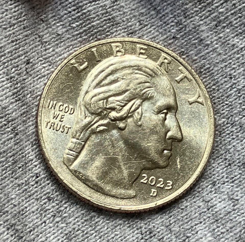 2023 D Washington Quarter Error on nose of George and Bubbles on neck ...
