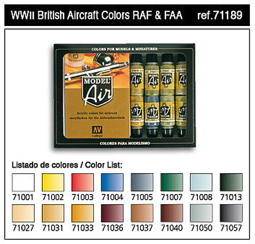 Vallejo WWII British Aircraft Model Air Paint Set (16 Colors) - Hobby ...