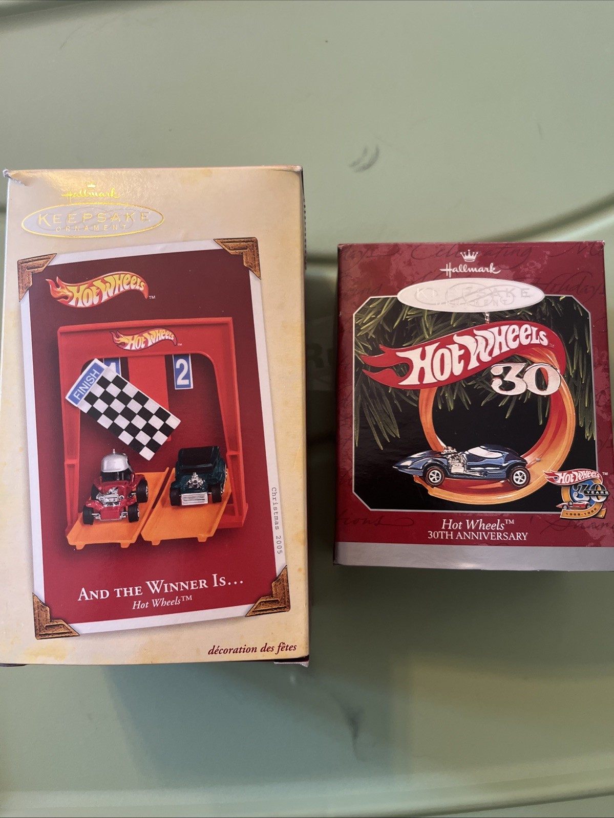 1998 Hallmark Keepsake Ornament Hot Wheels 30th Anniversary& 2005 ...