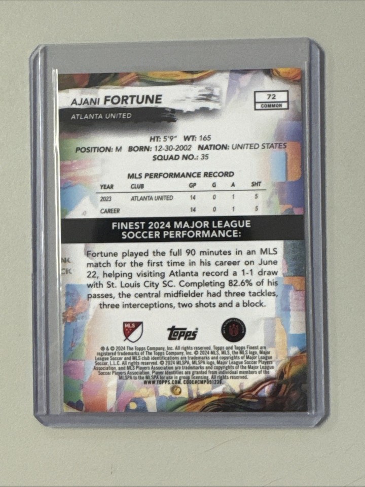 2024 Topps Finest MLS Ajani Fortune Common Neon Green /125 | eBay