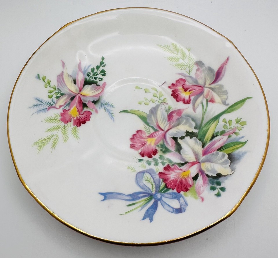 Vintage Roslyn Sweet Romance Blue Bow Orchid Demitasse Cup & Saucer ...