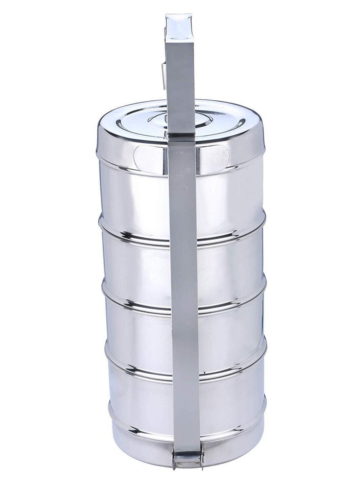 Stainless Steel Traditional Indian Tiffin Carrier Lunch Boxes 4 ...