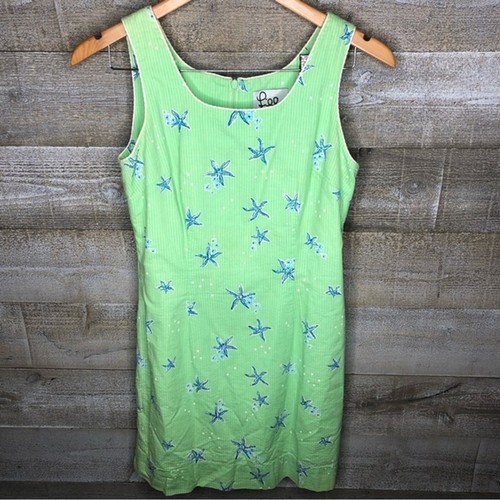Lilly Pulitzer size 2 vintage green starfish printed sheath mini dress ...