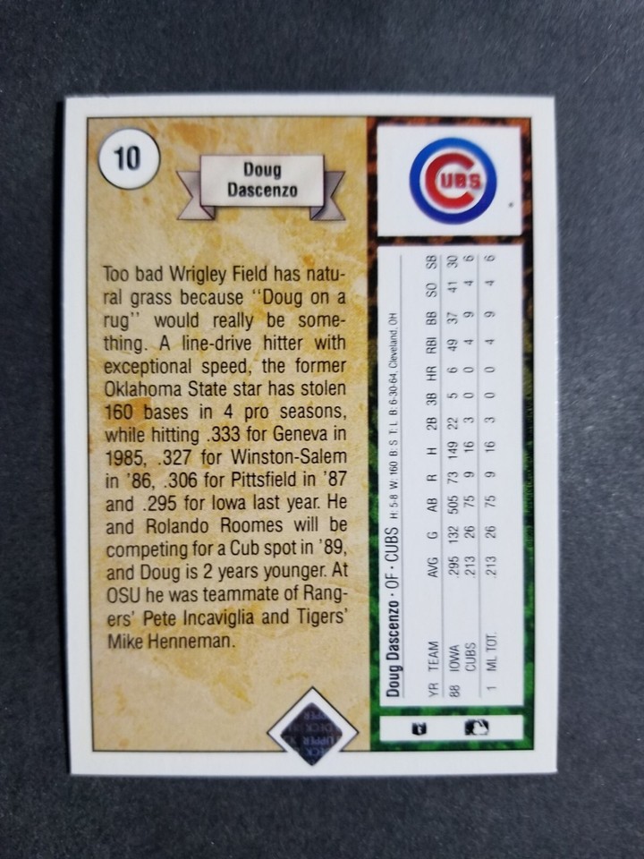 1989 Upper Deck rookie DOUG DASCENZO card # 10 [C24] | eBay