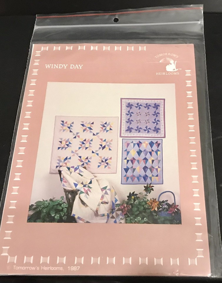 WINDY DAY PINWHEEL PUZZLE or CURVED & KITES Quilt Pattern Pieced 3 SZ ...