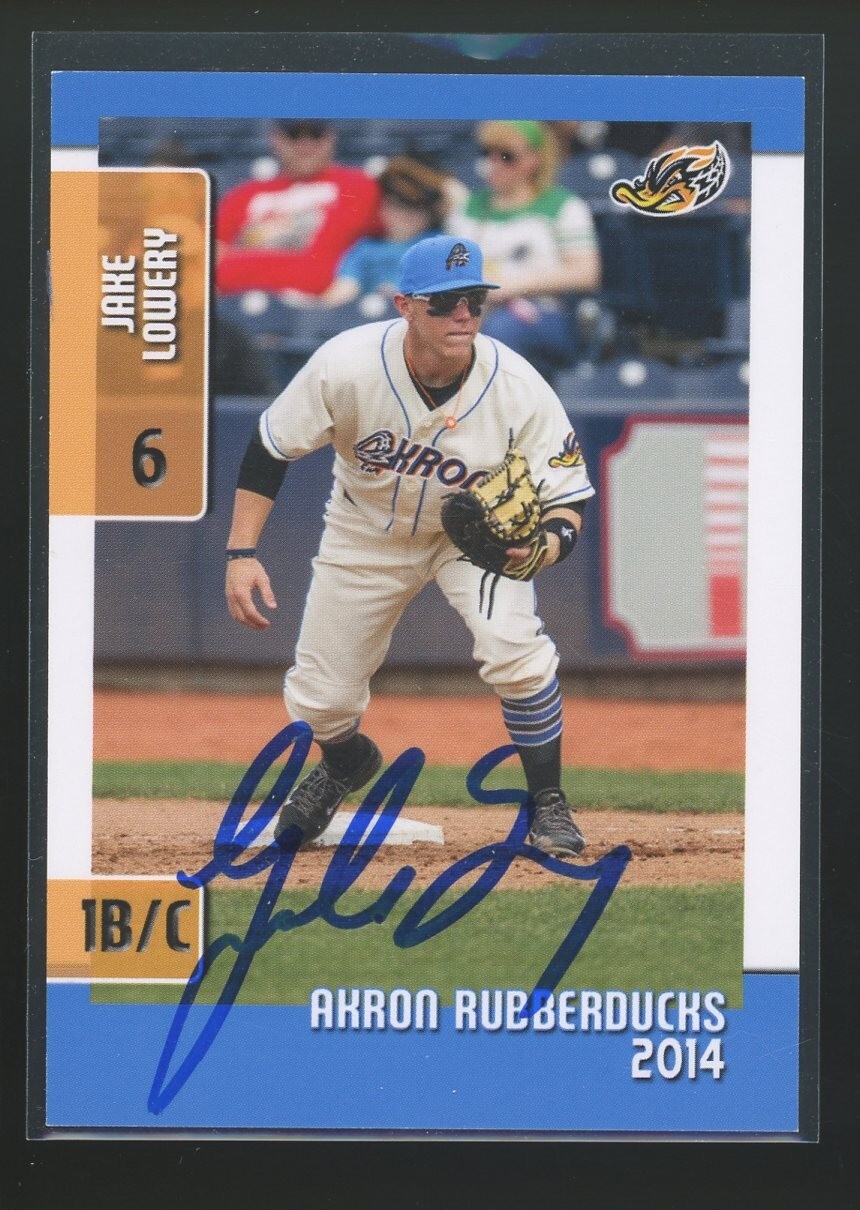 2014 Akron Rubberducks JAKE LOWERY Signed Card autograph auto INDIANS ...