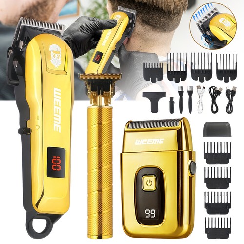 Pro Men Barber Set Hair Clippers Beard Trimmer Cordless Body Beard ...