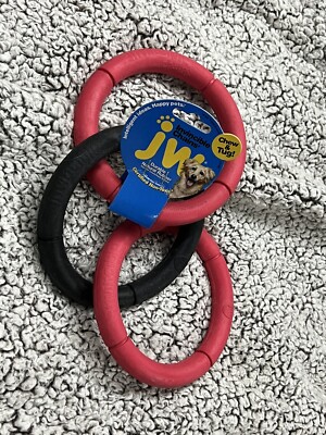 JW Pet INVINCIBLE CHAIN Three 6-inch Rings Dog Rubber Tug and Fetch Toy ...
