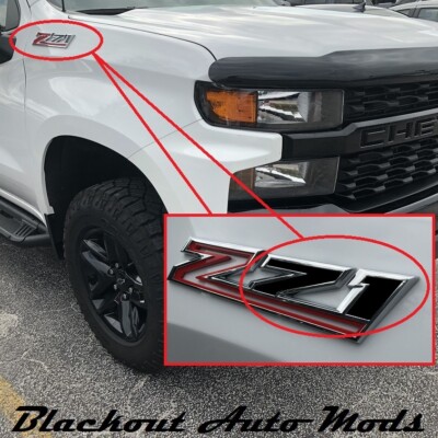 2019-2021 Chevrolet Silverado Z71 Fender Emblem Gloss Black Decal Vinyl ...