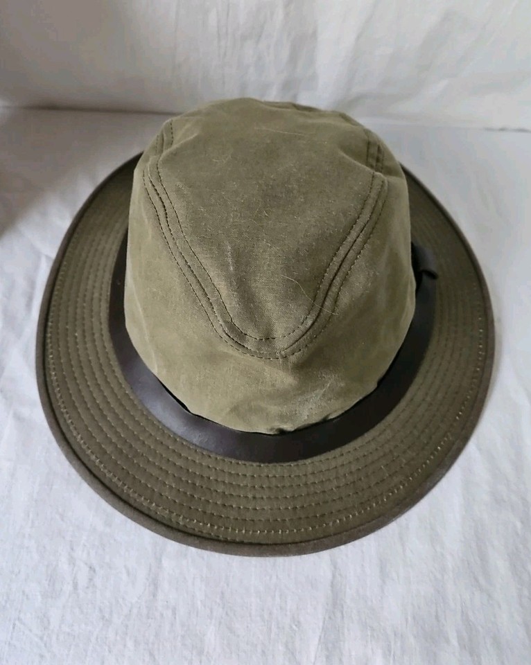 Vintage Filson Tin Cloth Packer Hat Green Waxed Canvas Cotton USA Size ...