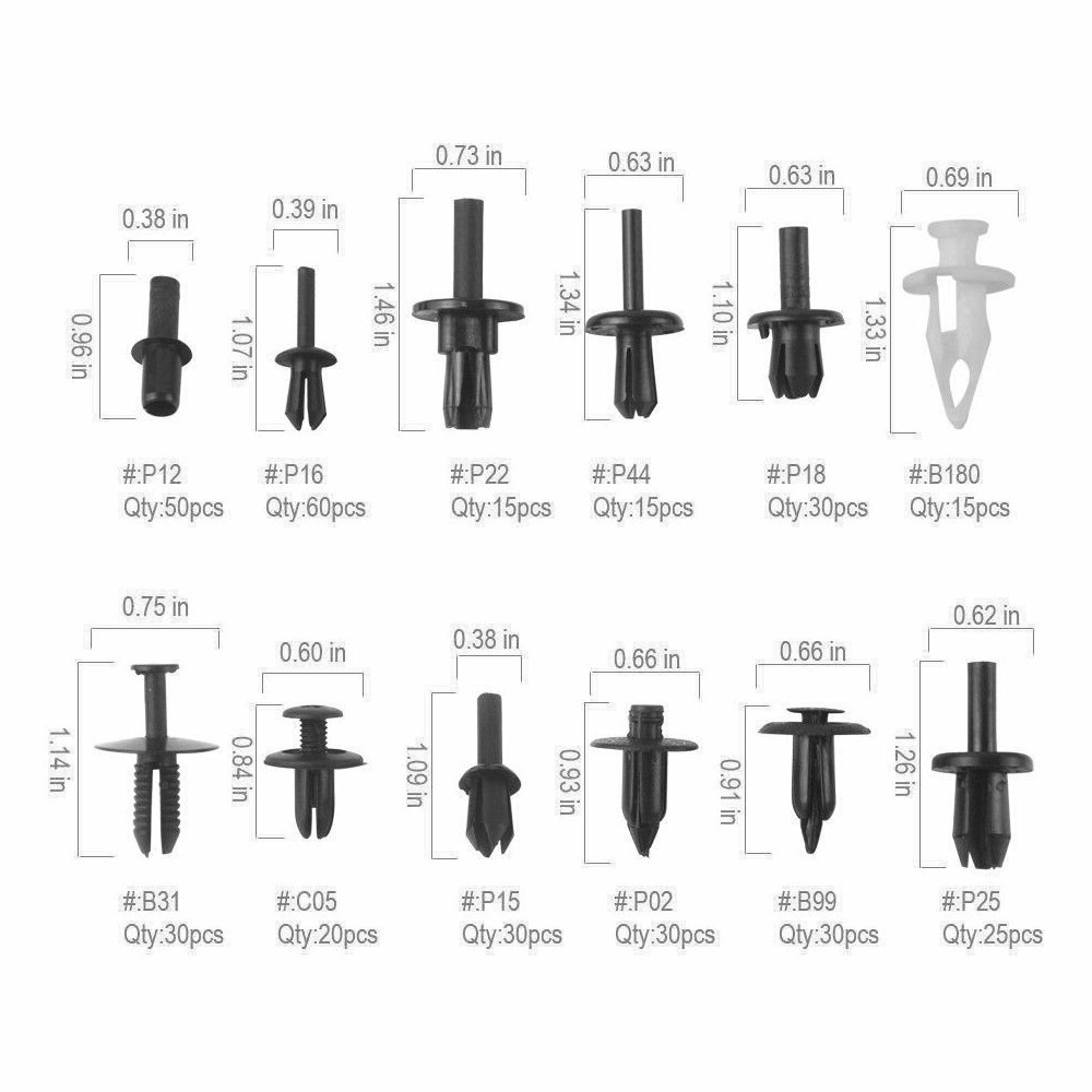 350 Clips Car Body Plastic Push Pin Rivet Trim Moulding Fastener ...
