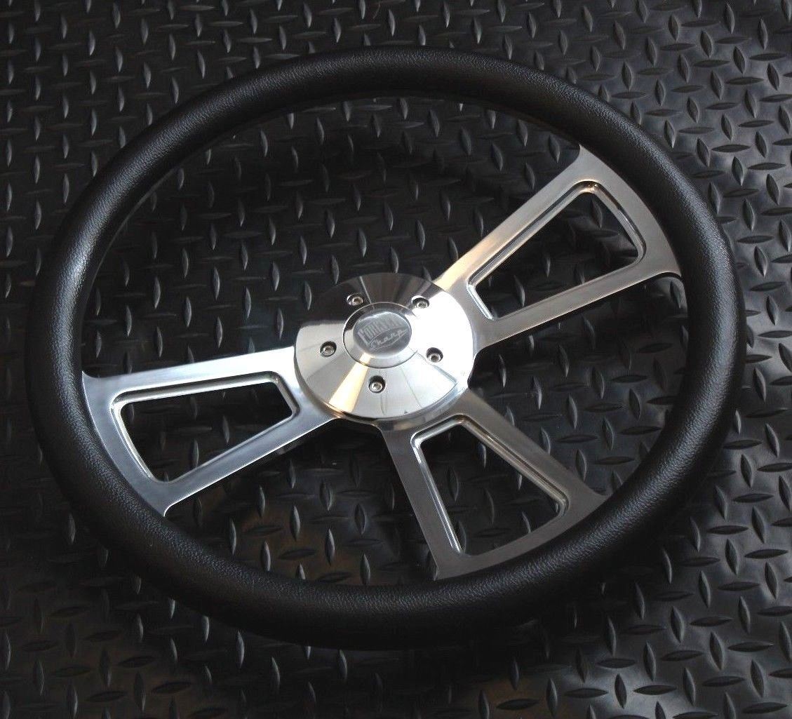 18 Inch Chrome/Polished Steering Wheel Big Rig Black Grip 5 Hole | eBay