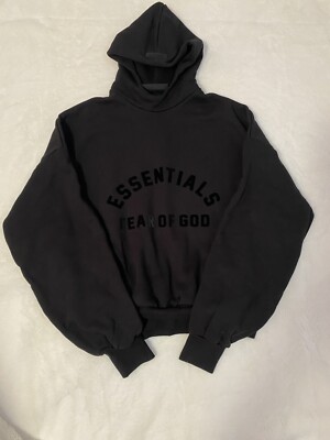 essentials hoodie small “Jet black” | eBay