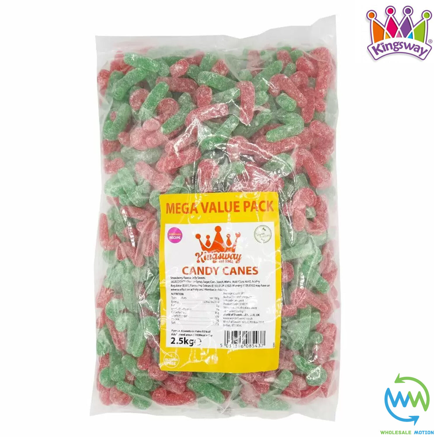 Christmas JELLY CANDY CANES Sweets KINGSWAY Sugared Gummy XMAS Cane ...