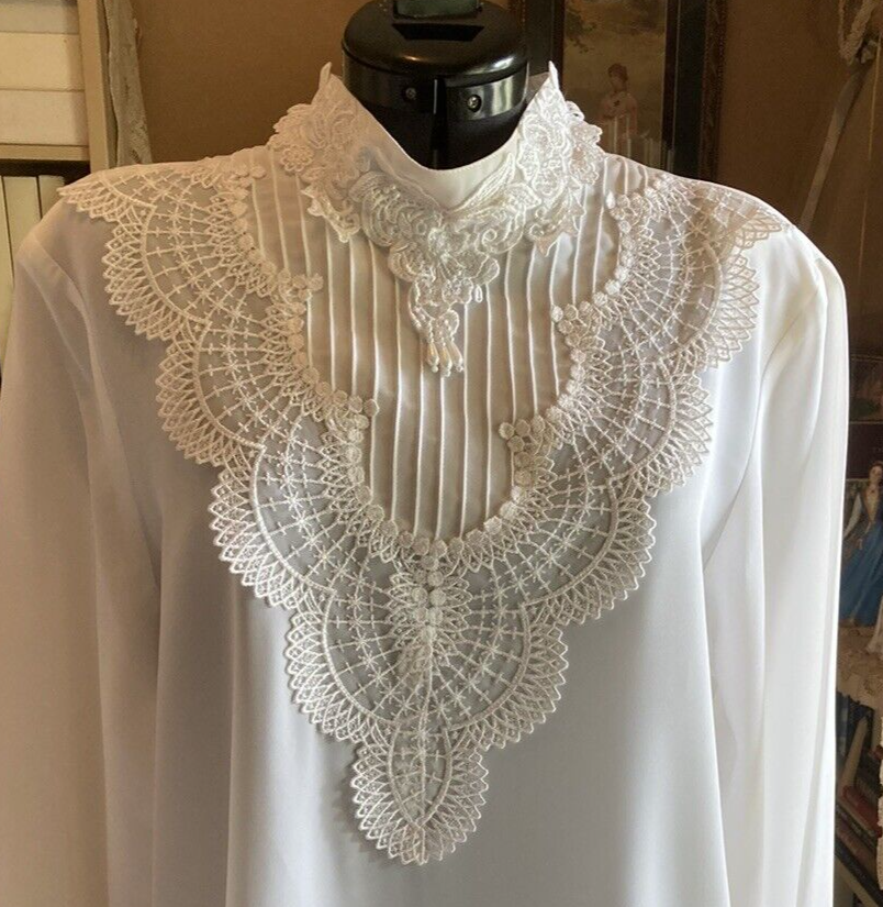 Vintage Look Victorian Style Romantic Gothic Lace Pearls Hi Collar Blouse Top 12 | eBay