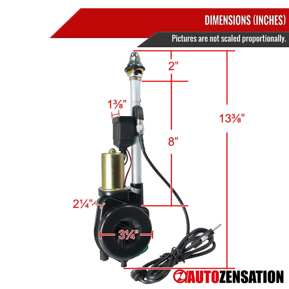 12V DC AM FM Radio Auto Power Antenna Mast Replacement Conversion Kit ...