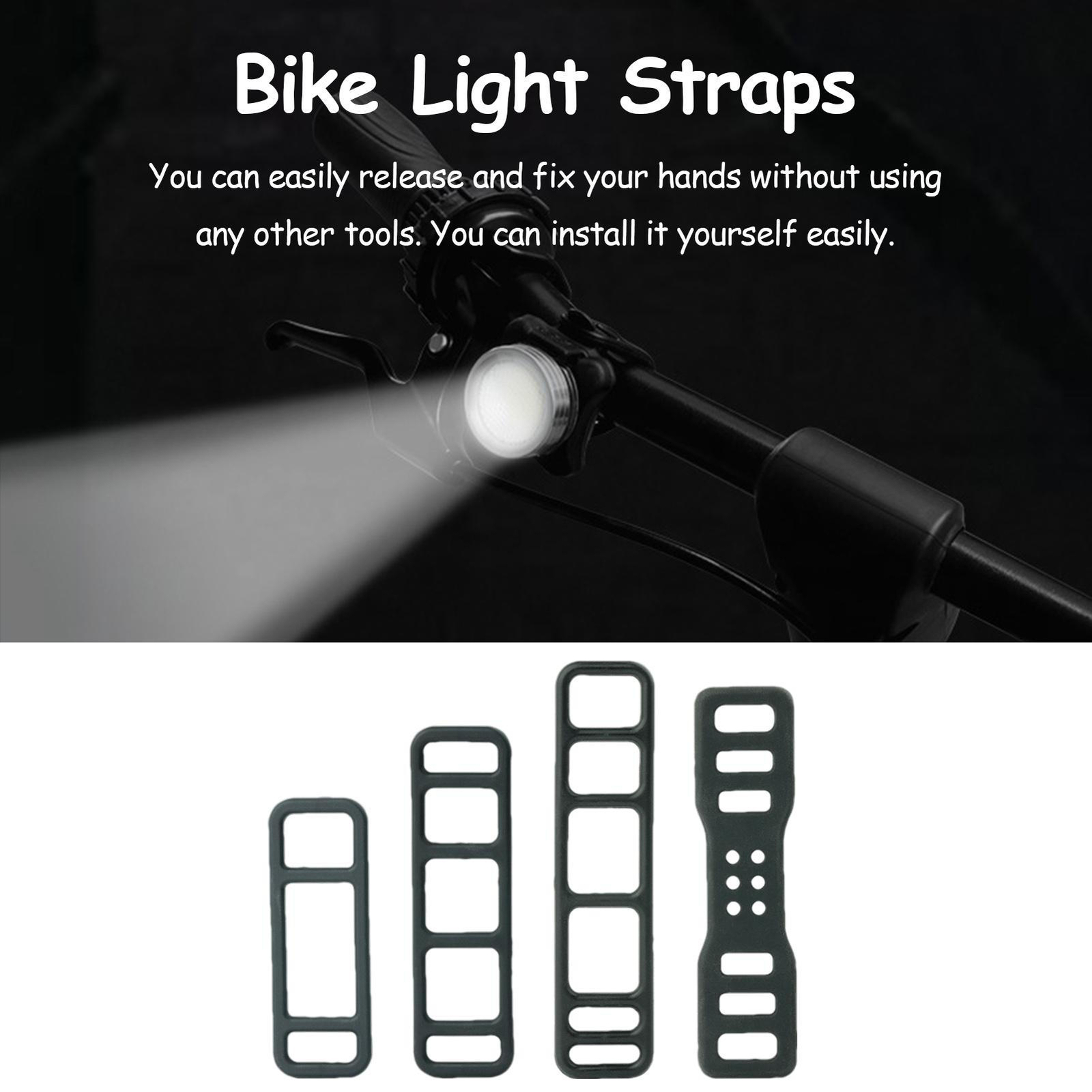 8pc Bicycle Light Silicone Strap Bicycle Headlight Taillight ...