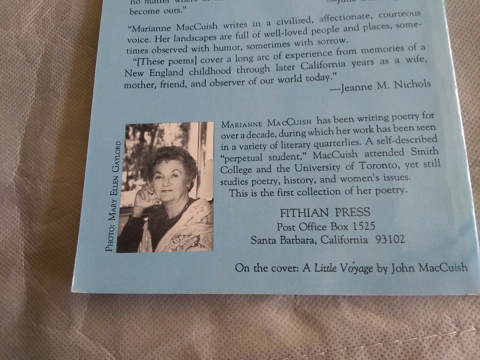 Into Another Country Poems by Marianne MacCuish Signed Poetry Santa ...