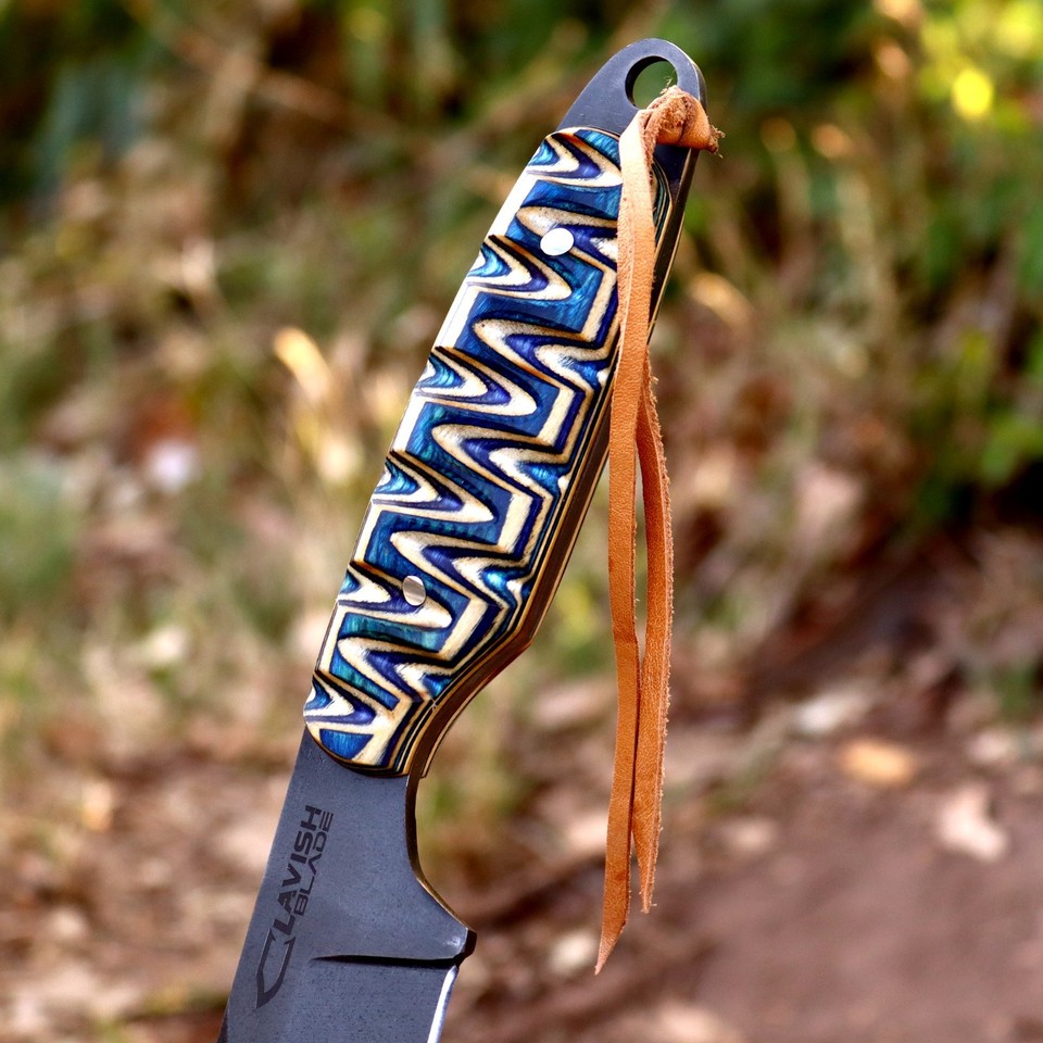 Premium Stainless Acid Wash Hunting Bowie Knife Zig Zag Handle with ...