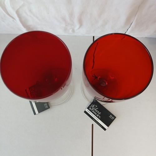 2 Robert Stanley Home Collection Red Water Wine Goblets Glasses w ...