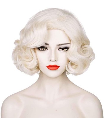 Short Blonde Vintage Wig for Women Platinum Blonde Short Wavy | eBay