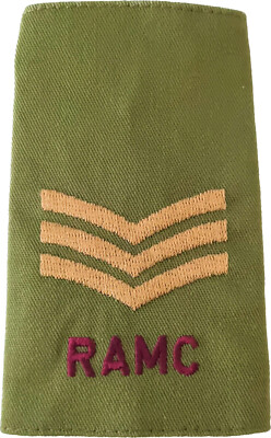 Royal Army Medical Corps RAMC Bronze On Olive Green Sergeant SGT RANK ...