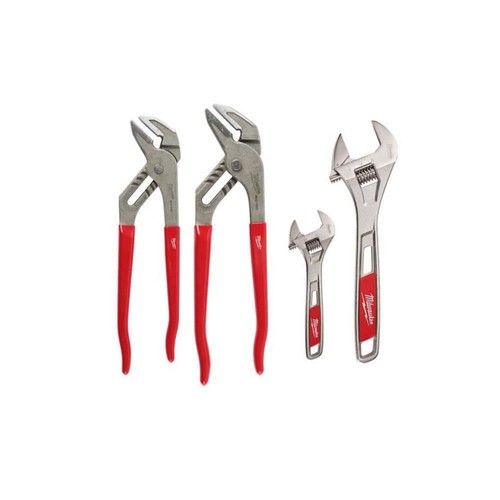 Milwaukee Adjustable Wrench Set + Jaw Pliers Hand Tool Open-End ...