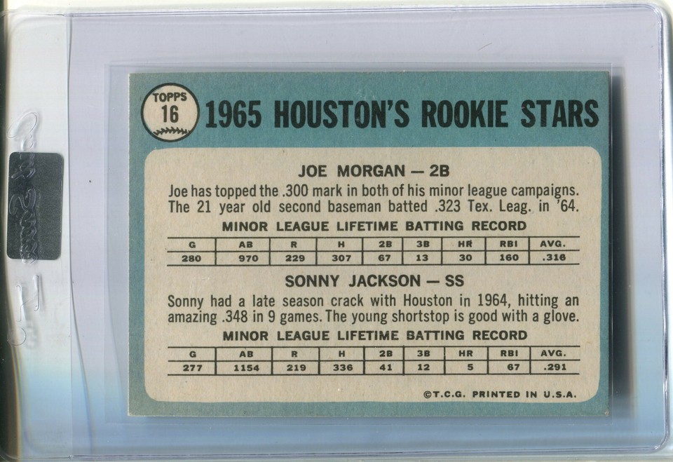 1965 Topps #16 Joe Morgan Rookie Ungraded *VG-EX Faint Crease Through ...