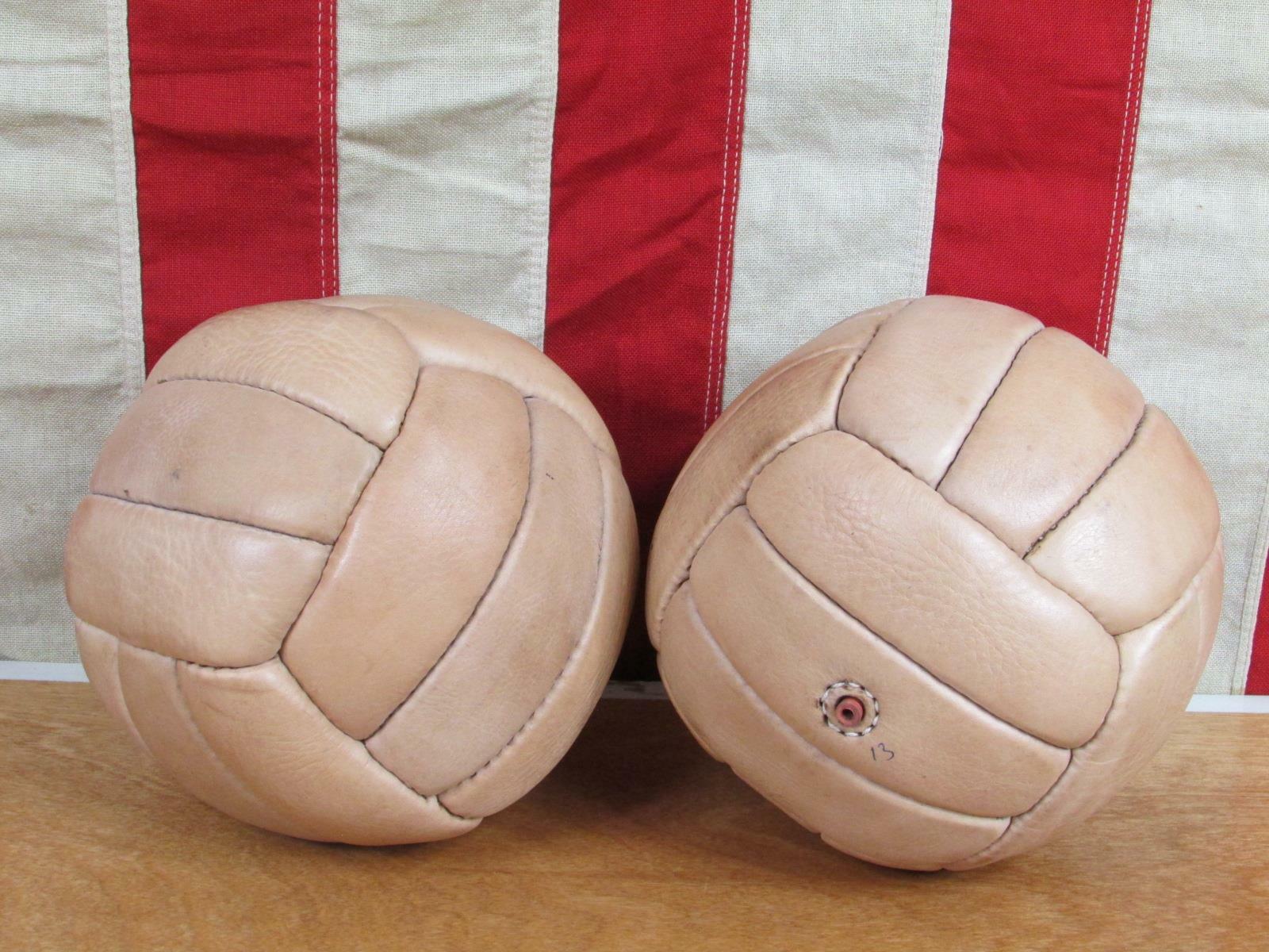 Vintage 1940s Pair Leather Handball Game Balls 18 Panel Antique Great ...