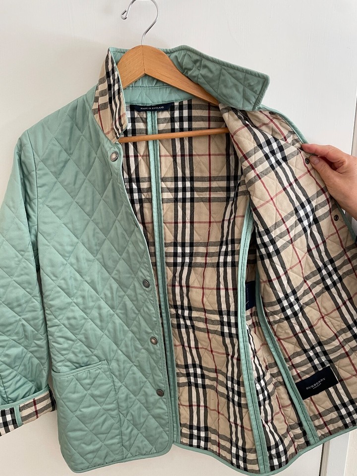 Burberry Women's Aqua/Green Polyester Quilted Jacket, size S | eBay