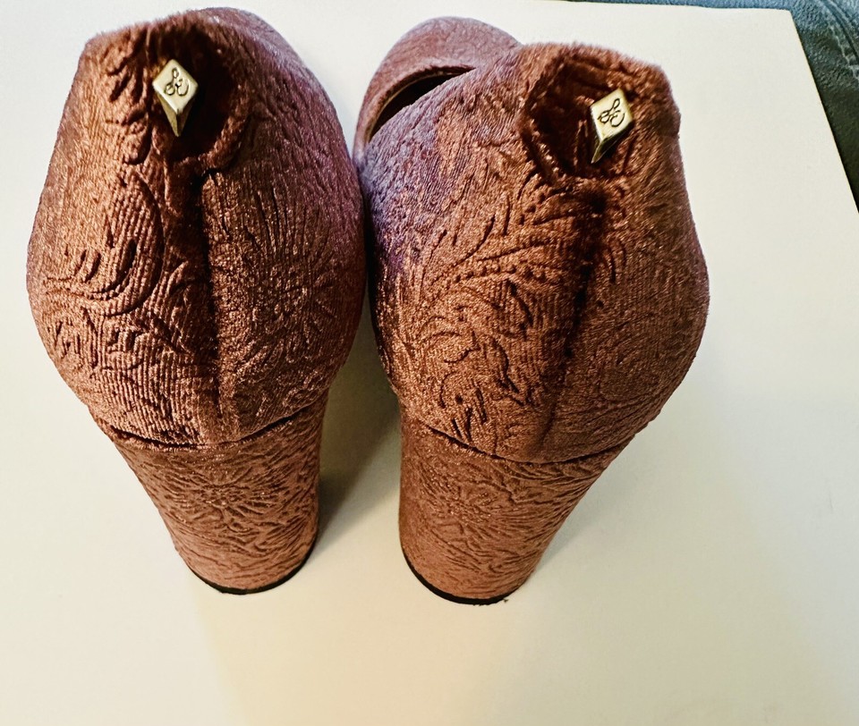 SAM EDELMAN Stillson Blush Pink Suede Block Heel Pumps 8M, Preowned | eBay