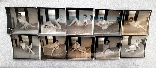 nude risque vintage original 10 proof images of model posing on a bed ...