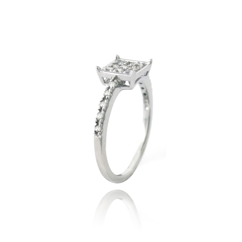925 Silver 1/5ct Square Diamond Promise Ring | eBay