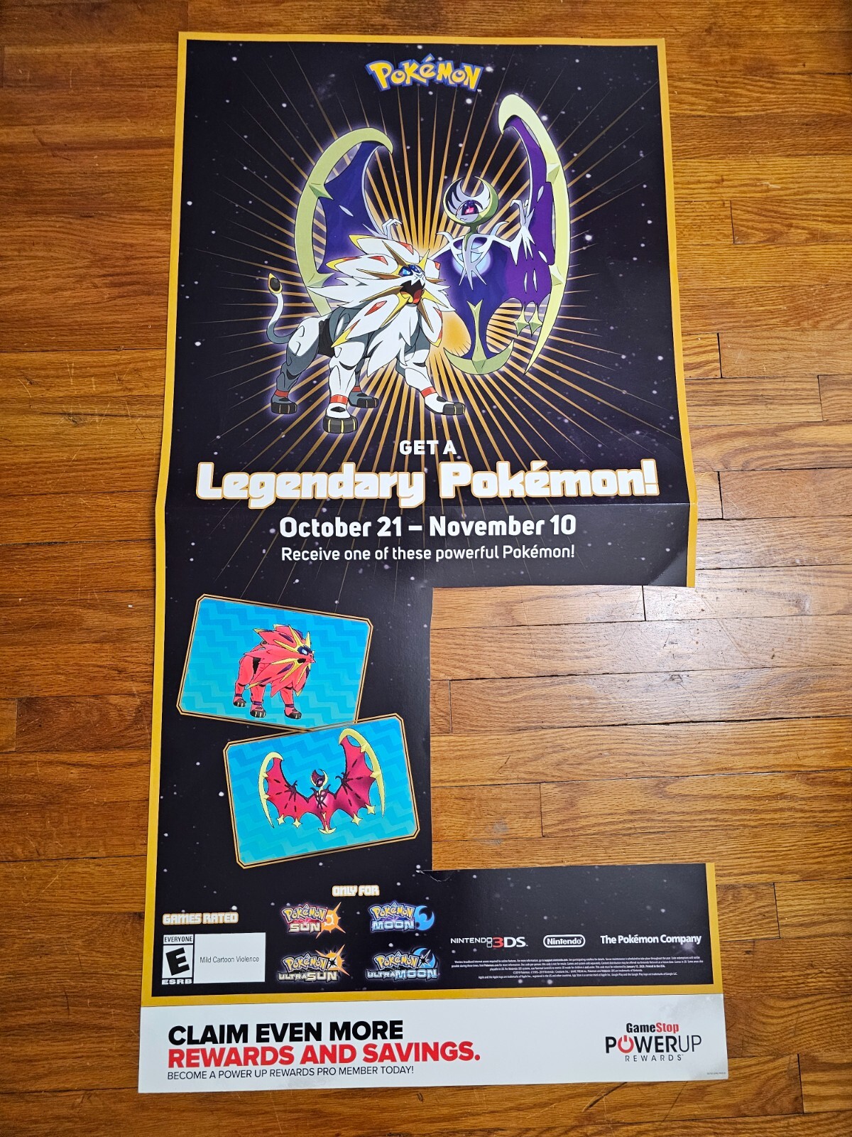 Pokemon Sun & Moon Gamestop Promo Store Display Wall Poster 24" X 48 ...