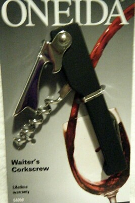 ONEIDA Waiter's Corkscrew BLACK- Foil Cutter Knife Waiter's Friend Wine ...