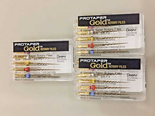 3 x Dentsply ProTaper Gold Files Assorted SX-F3 31mm | eBay