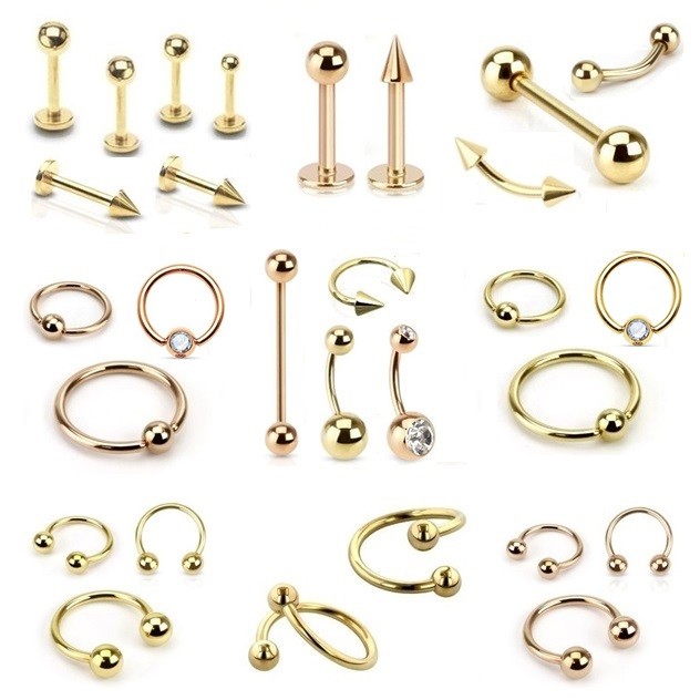 Gold Plated Labret Tragus Cartilage Lip Bar Horseshoe CBR Piercing Ear ...